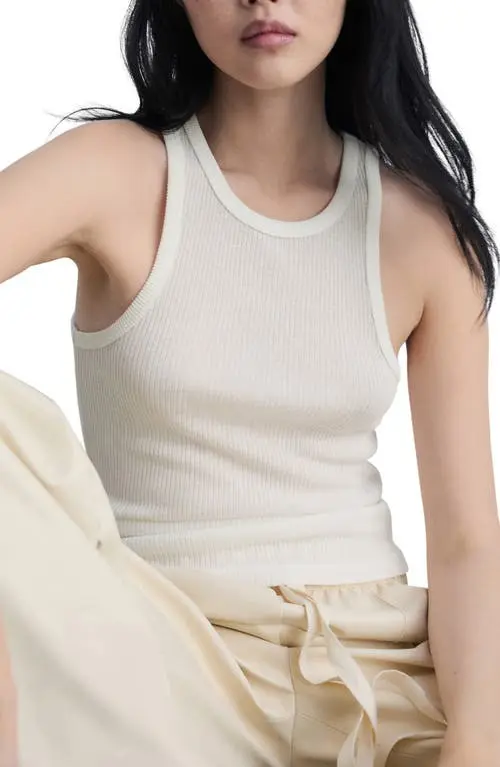 Mango Fine Rib Knit Tank - Ecru