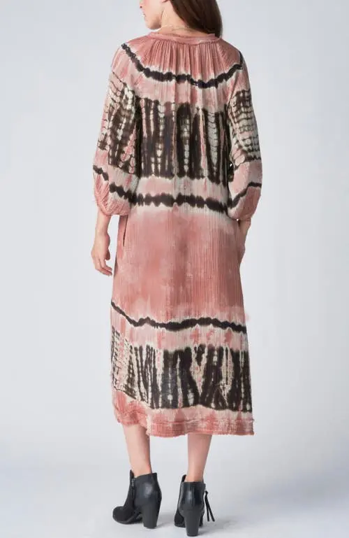 OCEAN+MAIN Tie Dye Gauze A-line Dress With Pockets - Aztec
