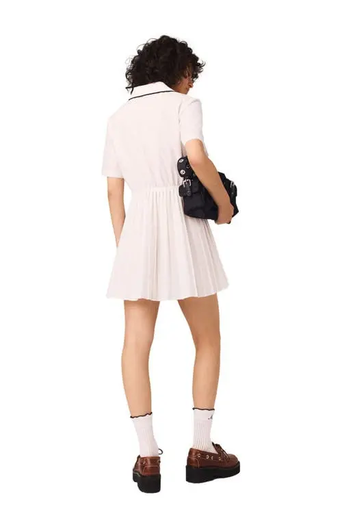 Maje Pleated Poplin Shirt Dress