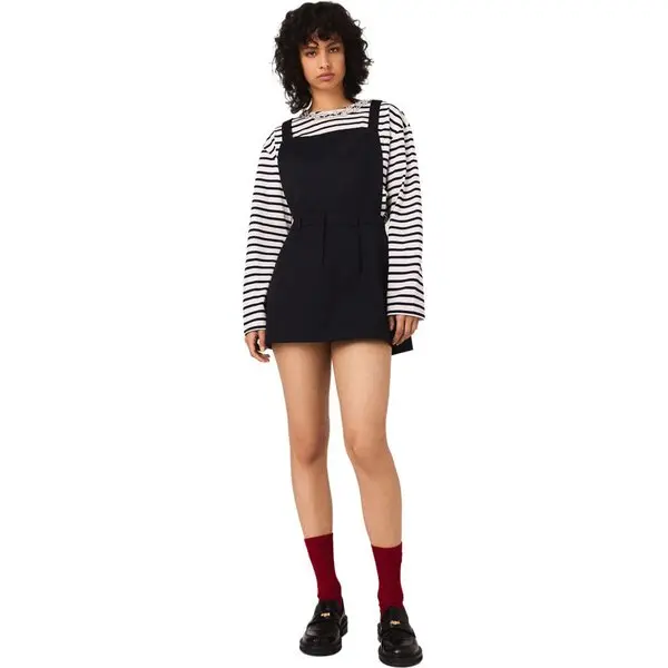 Maje Pinafore Dress - Navy