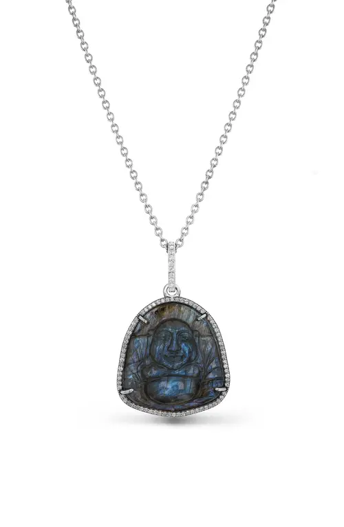 Sheryl Lowe Carved Buddha Pendant With Diamond Halo