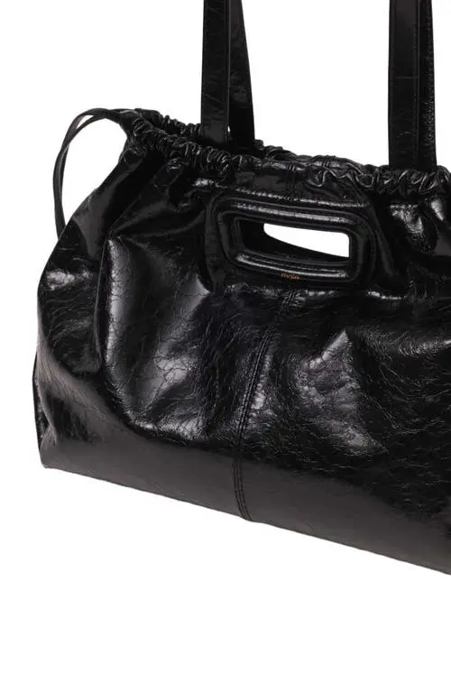 Maje Crackled Leather Milpli Tote Bag - Black