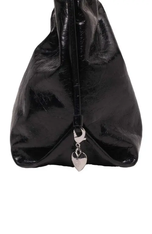 Maje Crackled Leather Milpli Tote Bag - Black