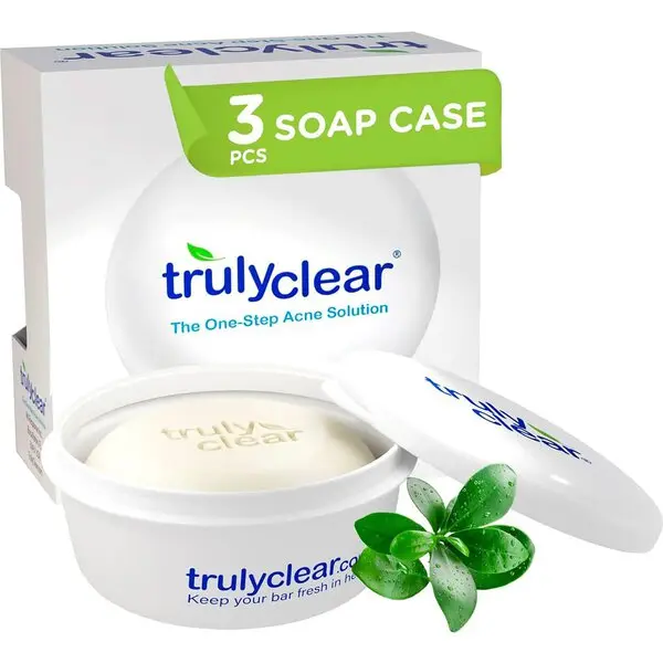 TRULY CLEAR Keep Dry Soap Case, 3pc Holder - White