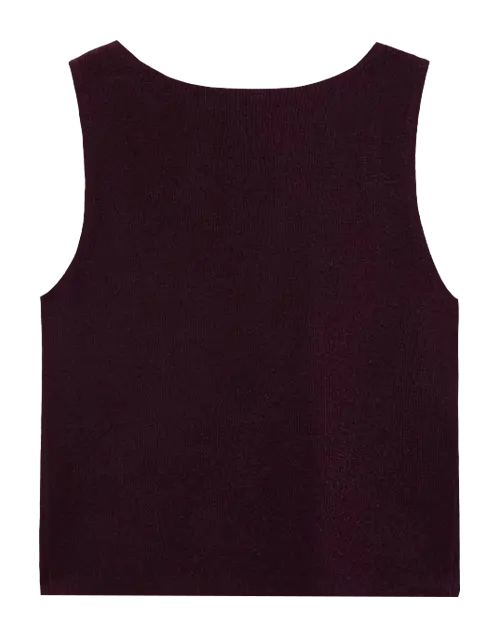 Mango Fine Rib Sweater Tank - Chocolate
