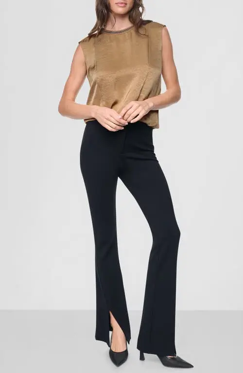 Dkny Chain Detail Sleeveless Crinkle Satin Top - Travertine