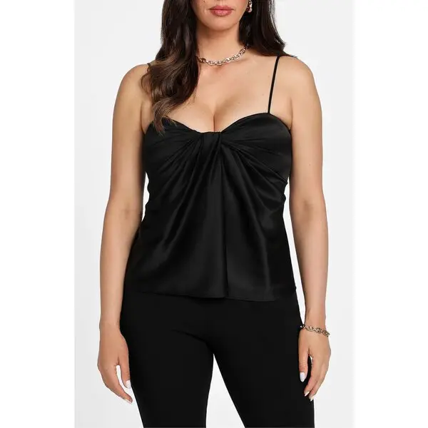 MARCIANO Aretha Drape Satin Camisole - Jet Black