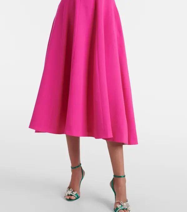 EMILIA WICKSTEAD Camilla Belted Wool Midi Dress In Fresh - Pink