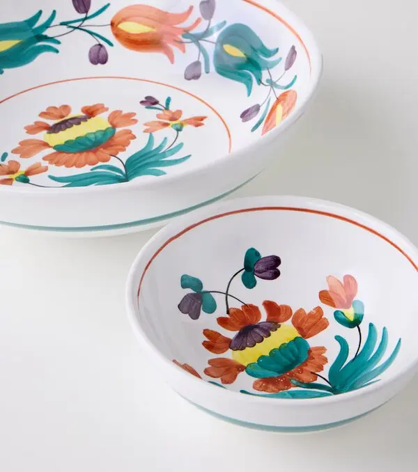 CABANA Lia Floral Ceramic Bowl - White
