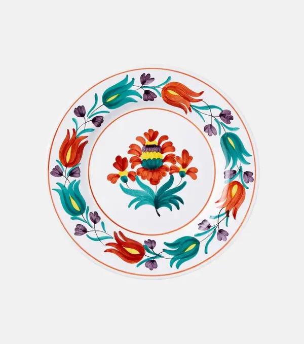 CABANA Lia Floral Ceramic Dinner Plate - White