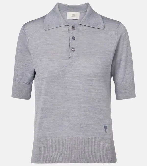 AMI Paris Wool And Silk Polo Shirt