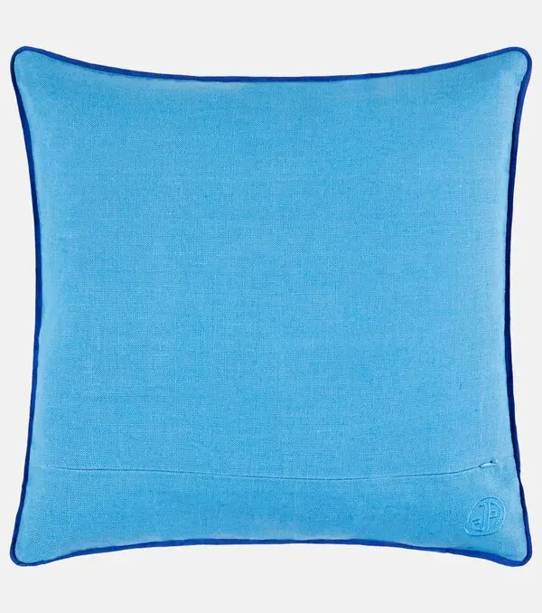 Jonathan Adler Playa Sailboat Linen Cushion - Blue