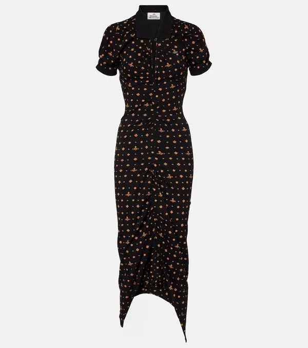 VIVIENNE WESTWOOD Pulling Draped Cotton Midi Dress - Black