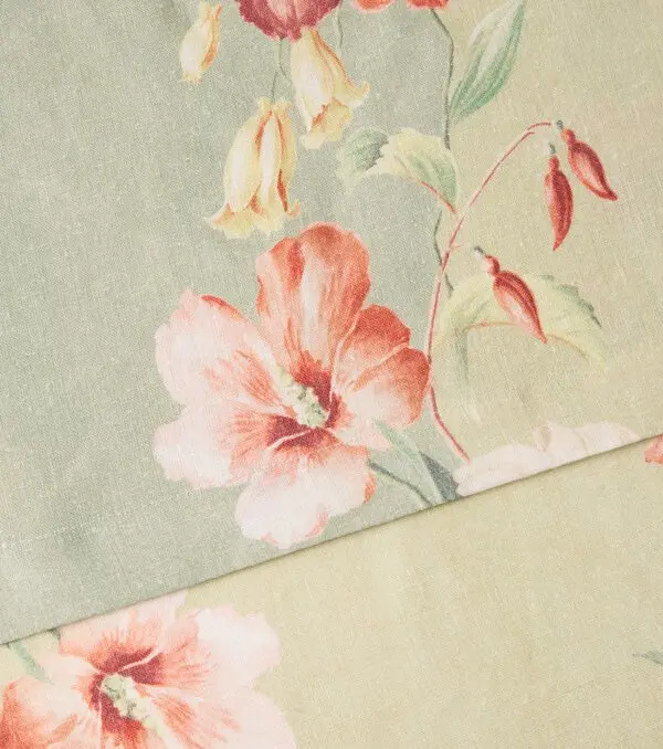 CABANA Ibiscus Floral Striped Linen Tablecloth