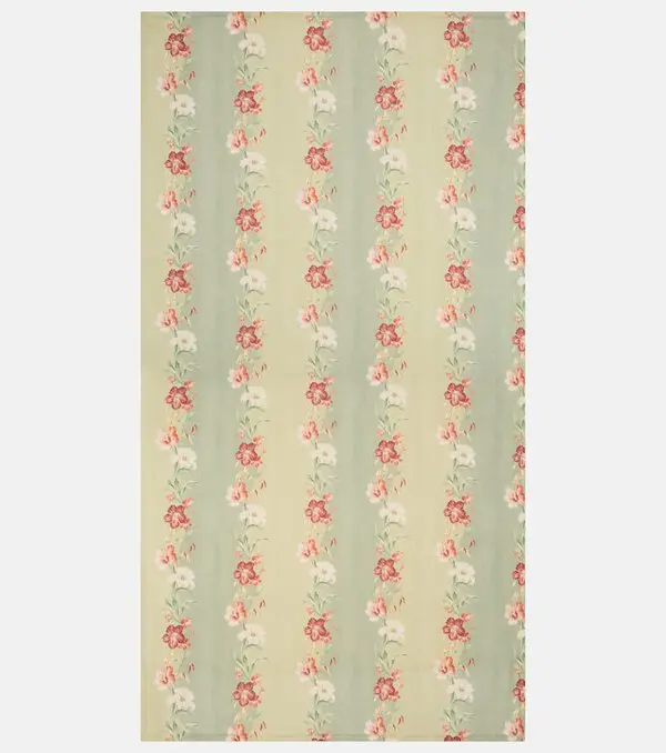 CABANA Ibiscus Floral Striped Linen Tablecloth
