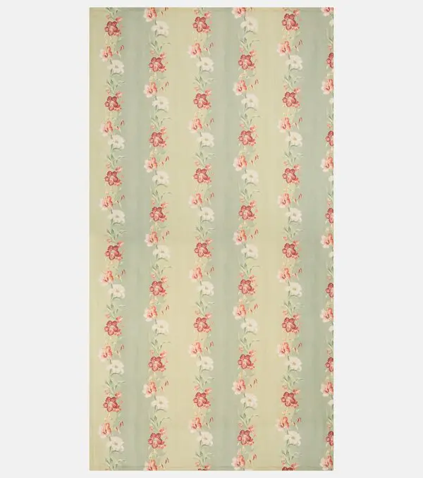 CABANA Ibiscus Floral Striped Linen Tablecloth