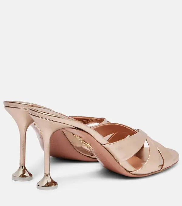 AQUAZZURA Kiss Me Quick Metallic Leather Mules