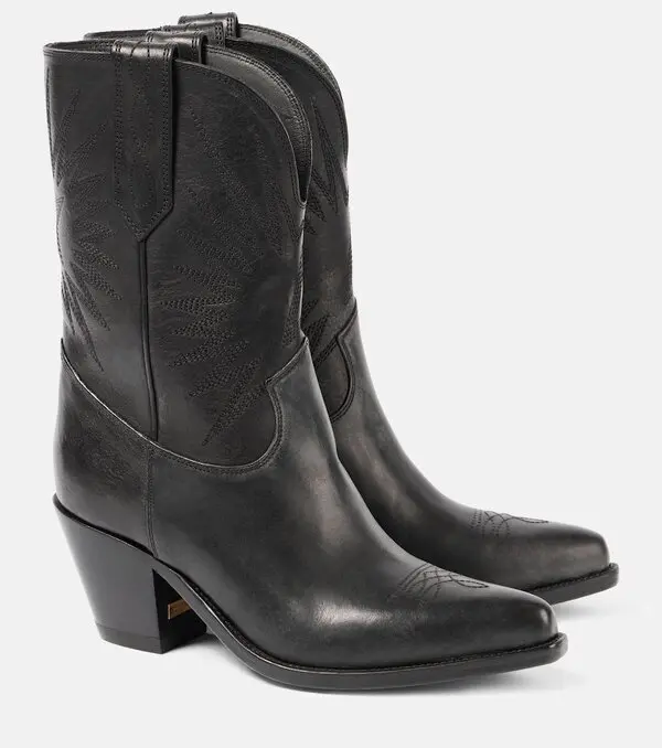 GOLDEN GOOSE Wish Star Leather Cowboy Boots - Black