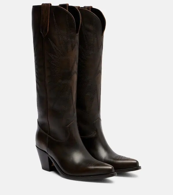 GOLDEN GOOSE Wish Star Leather Cowboy Boots - Brown