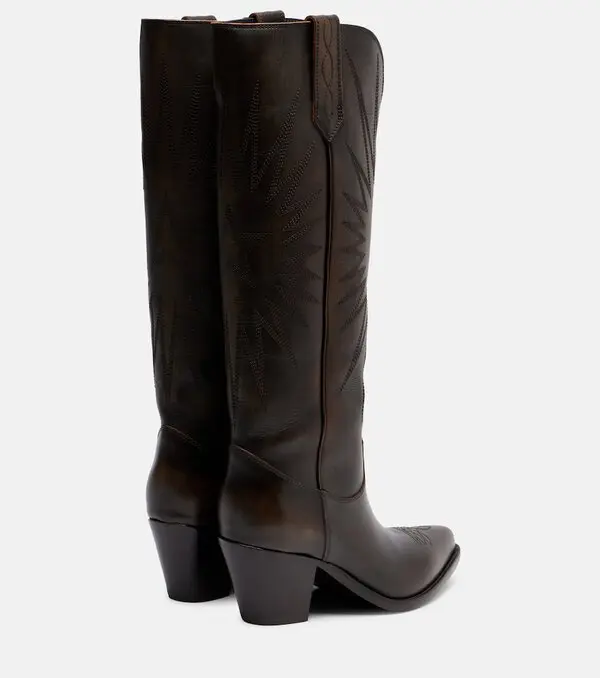 GOLDEN GOOSE Wish Star Leather Cowboy Boots - Brown