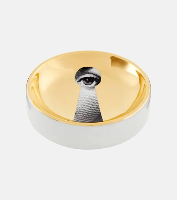 FORNASETTI Tema E Variazioni Porcelain Ashtray - Gold