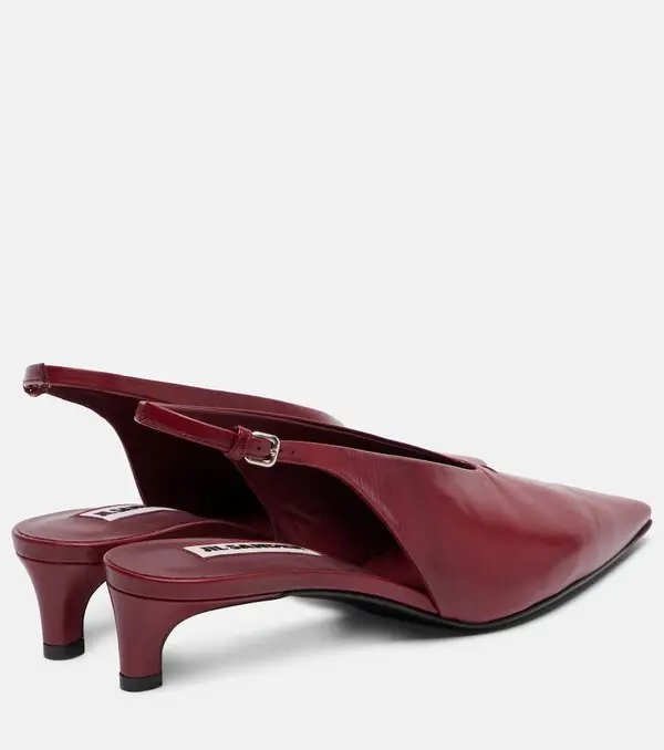 JIL SANDER Pointy Leather Slingback Pumps - Red