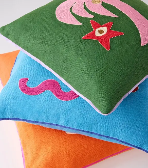 Jonathan Adler Playa Palm Tree Linen Cushion
