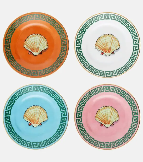 GINORI 1735 Il Viaggio Di Nettuno Set Of 4 Bread Plates Luke Edward Hall - Multicoloured
