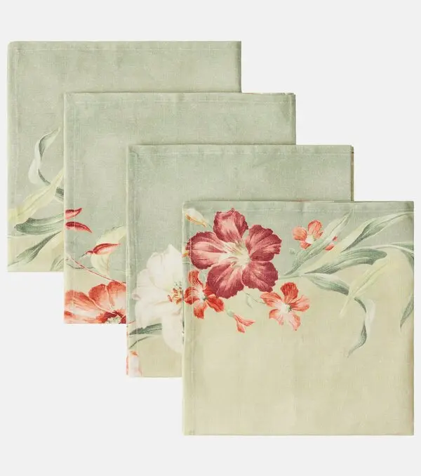 CABANA Ibiscus Set Of 4 Linen Napkins