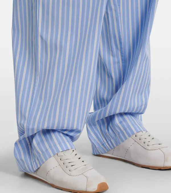 Miu Miu Striped Cotton Poplin Wide-leg Pants - Multicoloured