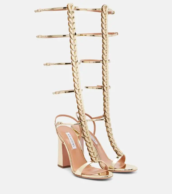 AQUAZZURA Destiny Gladiator 105 Sandals - Gold