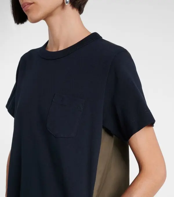 Sacai Jersey And Twill Minidress - Black