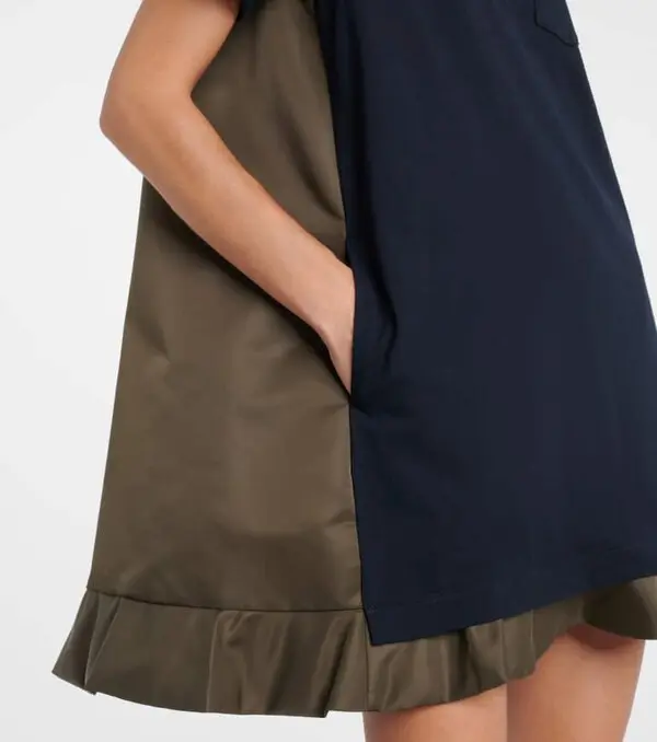 Sacai Jersey And Twill Minidress - Black
