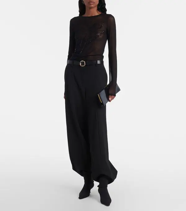 JEAN PAUL GAULTIER Logo Sequined Tulle Top