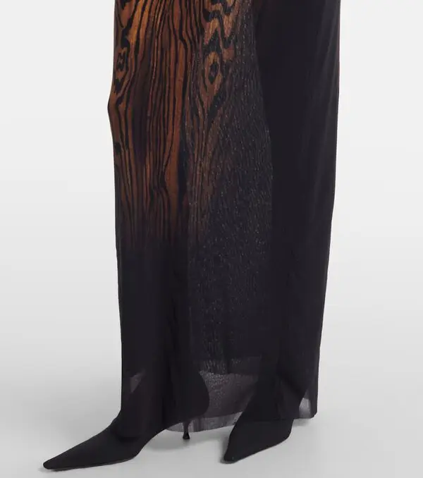 JEAN PAUL GAULTIER Printed Mesh Maxi Dress - Brown