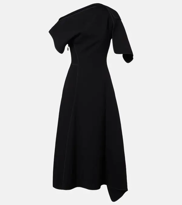 navy blue dress for baby girl Niamh | Powder Blue Asymmetric Midi Dress with Drape main image 0