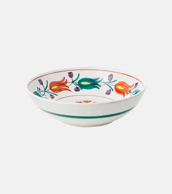 CABANA Lia Floral Ceramic Serving Bowl - White