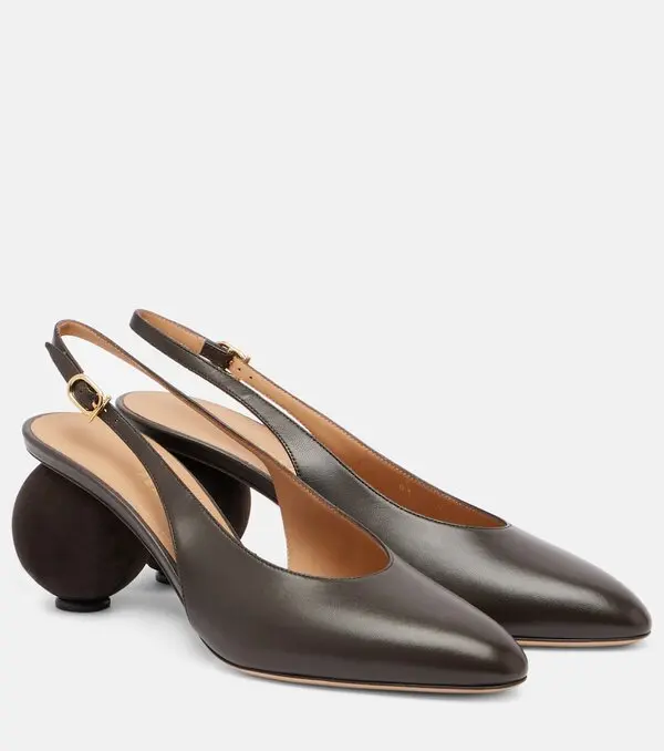 FERRAGAMO Tessie 70 Leather Slingback Pumps - Brown
