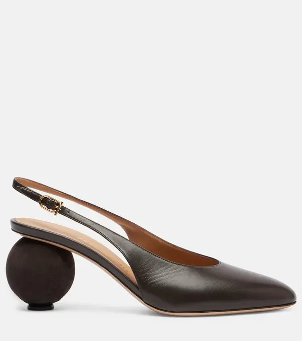 FERRAGAMO Tessie 70 Leather Slingback Pumps - Brown