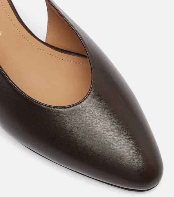 FERRAGAMO Tessie 70 Leather Slingback Pumps - Brown