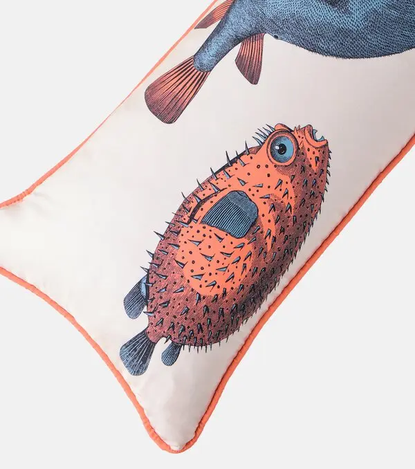 FORNASETTI Pesci Printed Silk Cushion - Multicoloured
