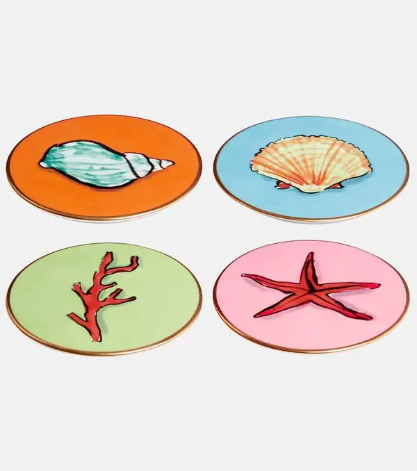 GINORI 1735 Il Viaggio Di Nettuno Set Of 4 Coasters Luke Edward Hall - Multicoloured