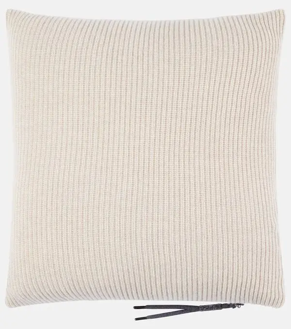 Brunello Cucinelli Ribbed-knit Cashmere Cushion - Beige