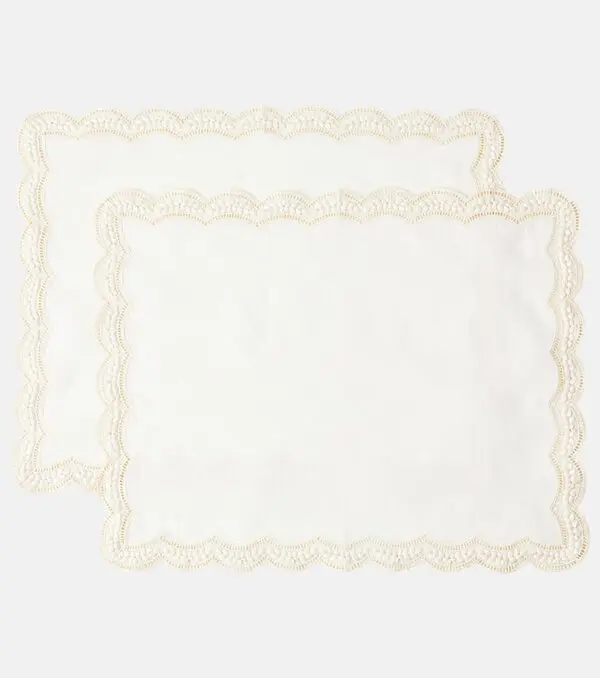CABANA Emilia Set Of 2 Linen Placemats - White