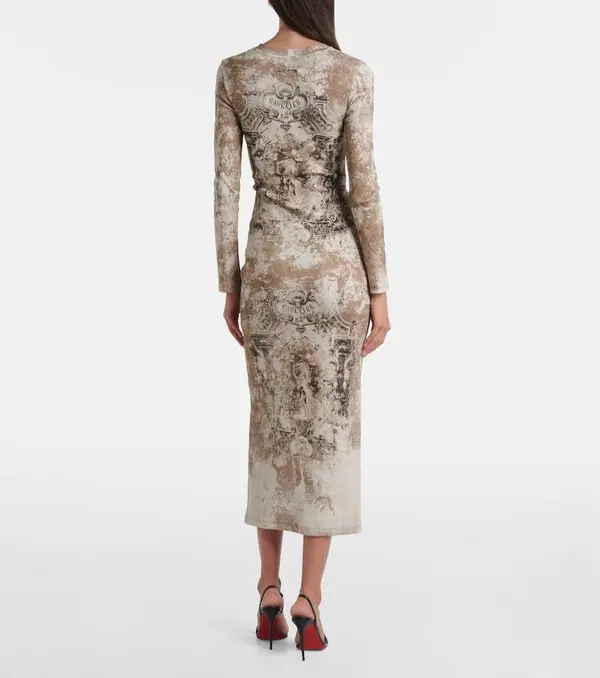 JEAN PAUL GAULTIER Médaillon Cotton-blend Jersey Midi Dress - Beige