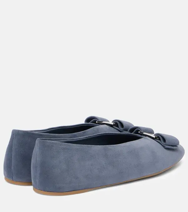 FERRAGAMO Vanna Bow-detail Ballet Flats - Blue