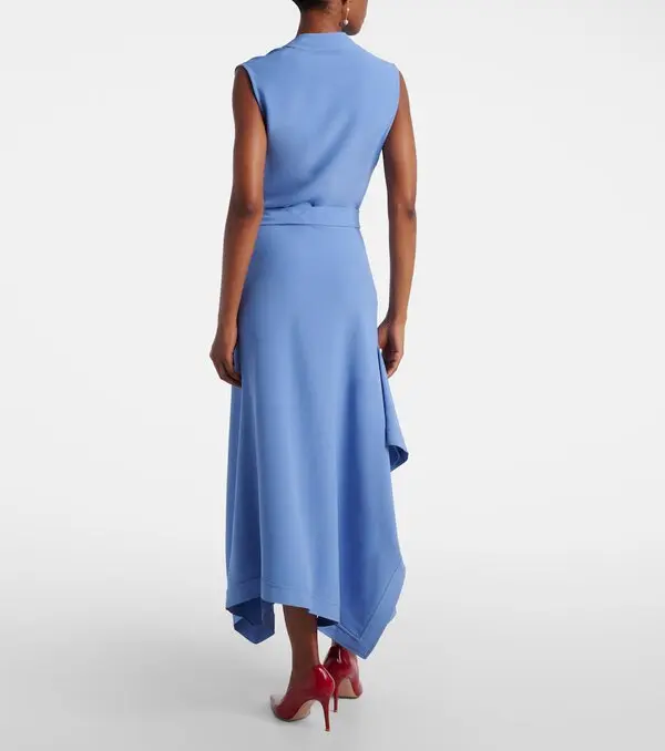 FERRAGAMO Gancini Draped Maxi Dress - Blue