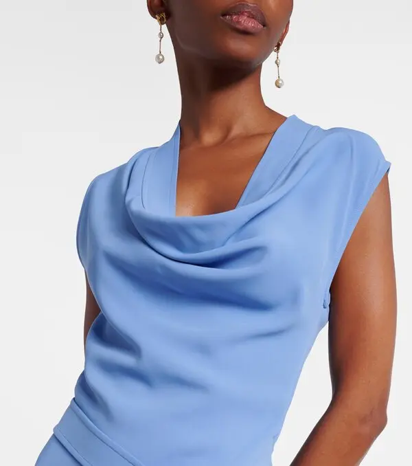 FERRAGAMO Gancini Draped Maxi Dress - Blue