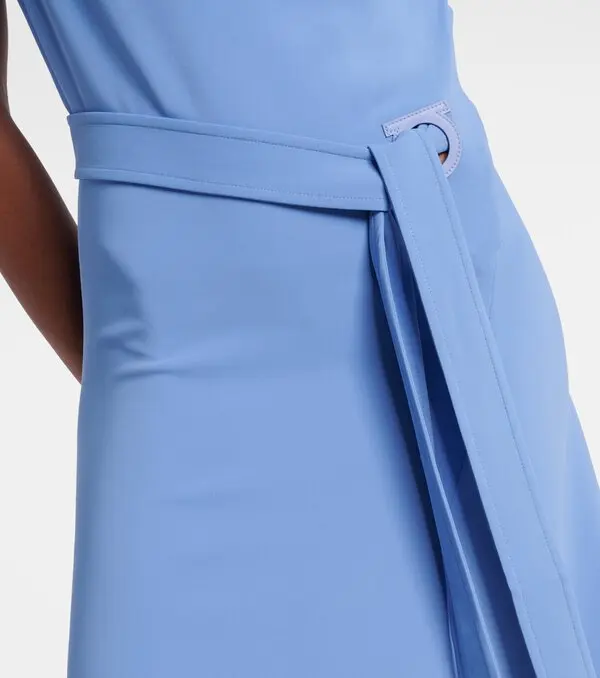 FERRAGAMO Gancini Draped Maxi Dress - Blue