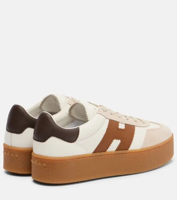 Hogan H681 Leather And Suede Platform Sneakers - Neutrals